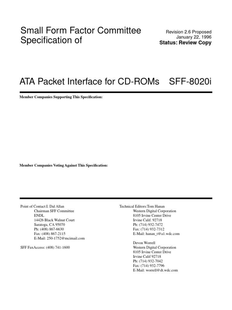 Specification for the ATA Packet Interface for CD-ROMs | PDF | Cd Rom ...