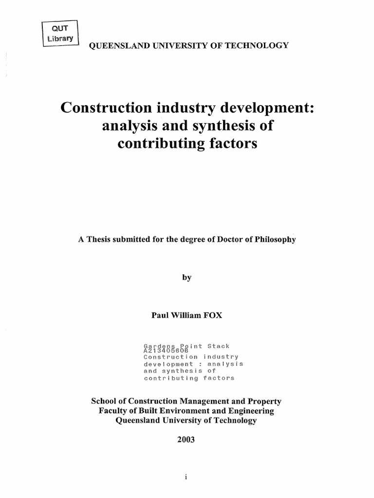 Con Industry Development Analysis and Synthesis of Contributing | PDF | Thesis | Economics