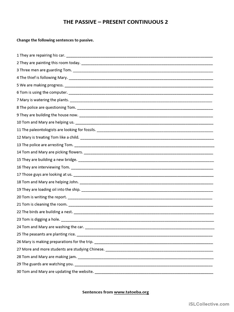 The Passive - Present Continuous 2 (Transformations) | PDF