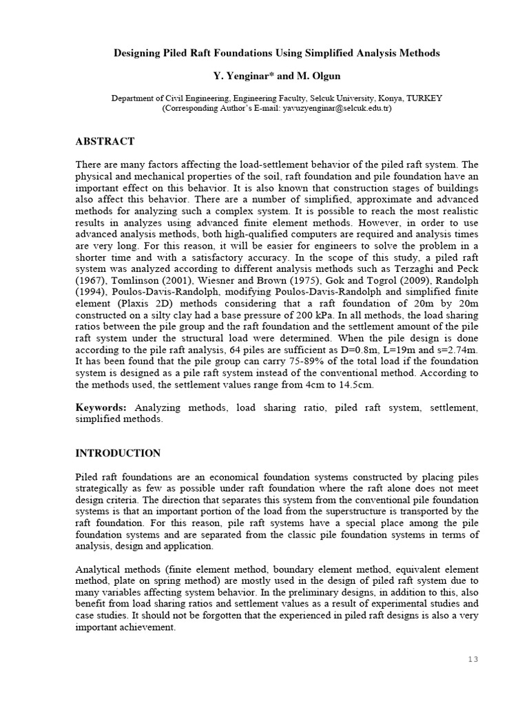 Designing Piled Raft Foundations Using Simplified Analysis Methods (#1053728) - 2176163 | PDF ...