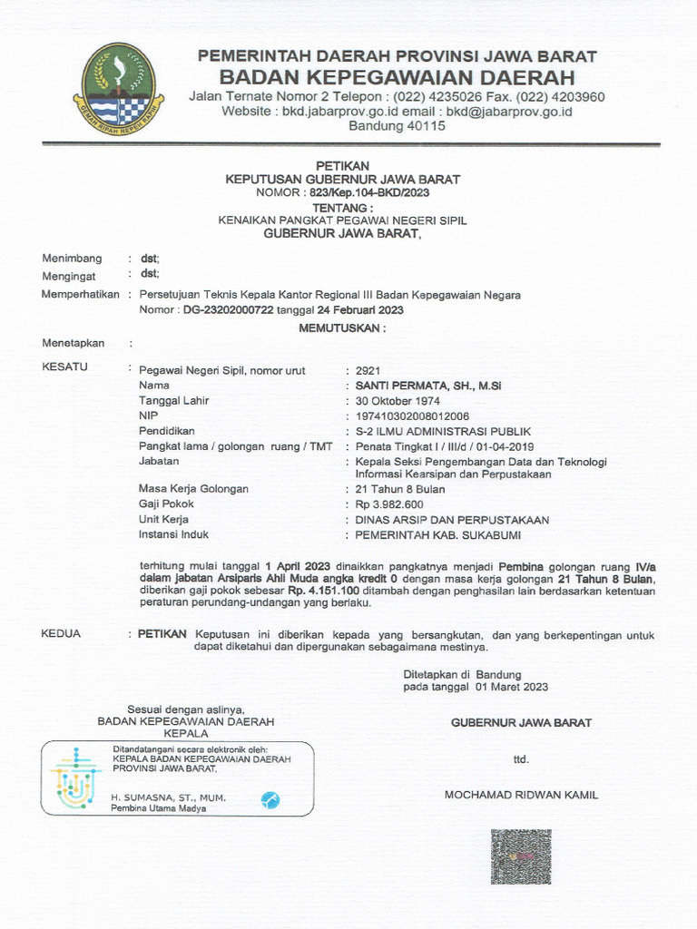 Santi Permata - SK - 41 - 000461 | PDF