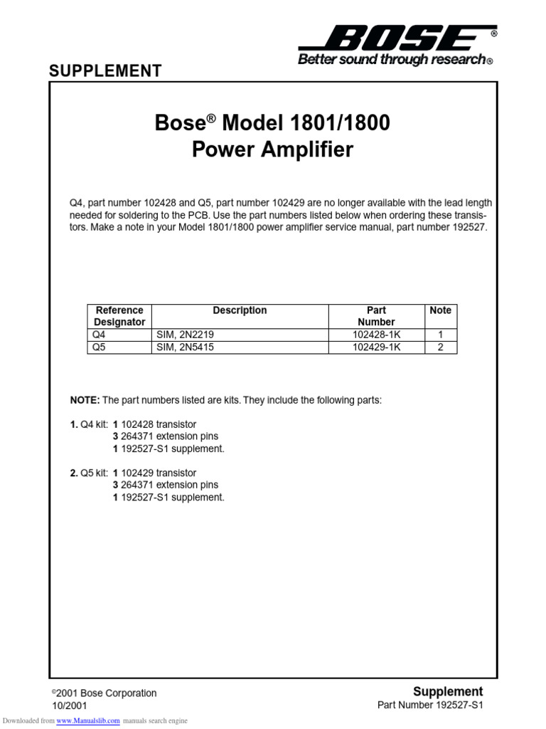 Bose 1801 | PDF | Electrostatic Discharge | Distortion