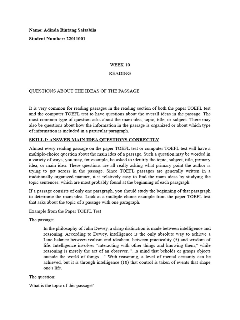 WEEK 10. Reading Skill 1-2 | PDF