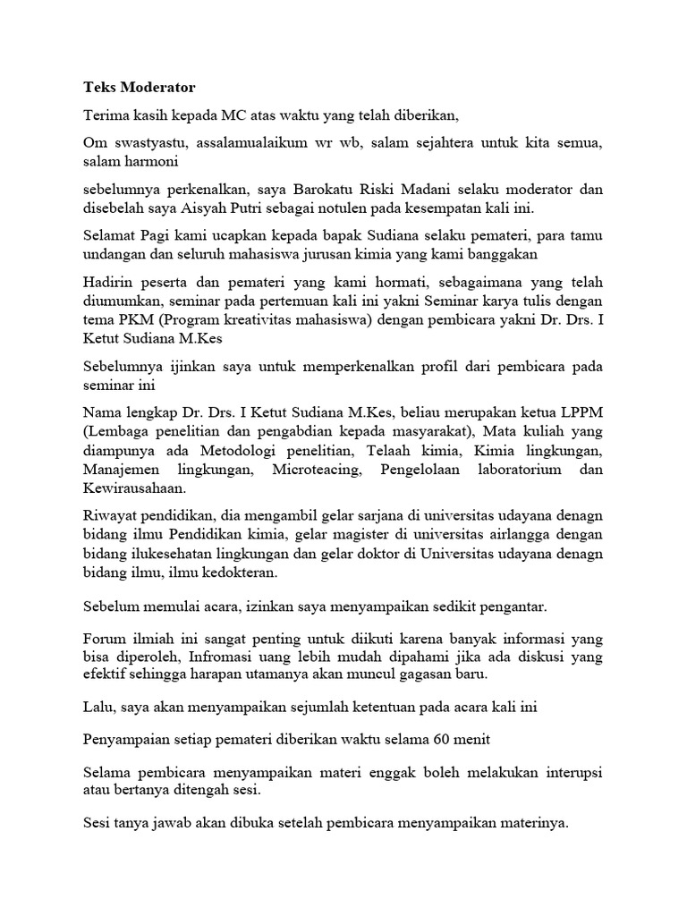 Teks Moderator | PDF | Karier & Perkembangan | Ilmu Sosial