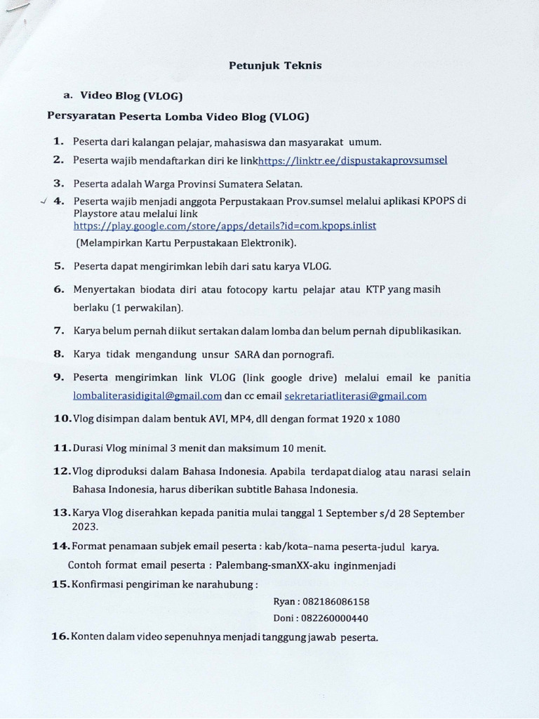 Juknis Video Blog (VLOG) . | PDF