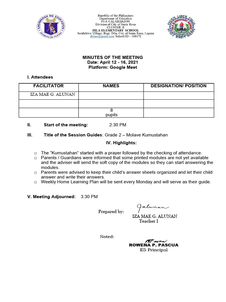 W4Q3 - MOLAVE-Kumustahan-sa-Bata-Minutes | PDF | Learning | Behavior ...