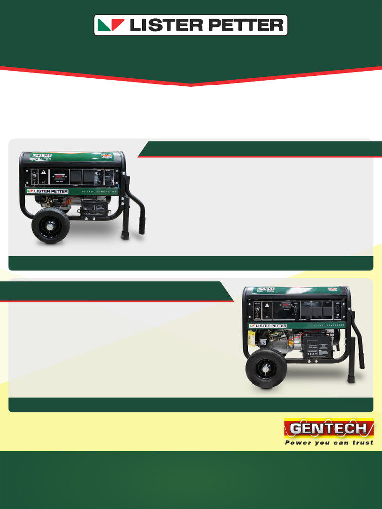 Lister Petter Portables Gentech Flyer | PDF | Electric Generator ...