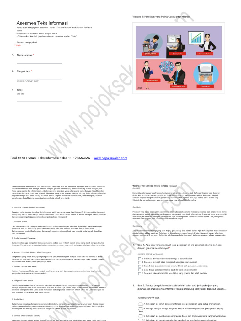 Asesmen Literasi Fase F Teks Informasi | PDF | Bisnis