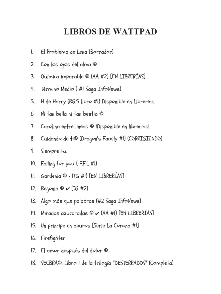 Libros de Wattpad. | PDF
