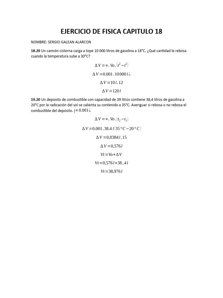 Ejercicio de Fisica Capitulo 18 | PDF
