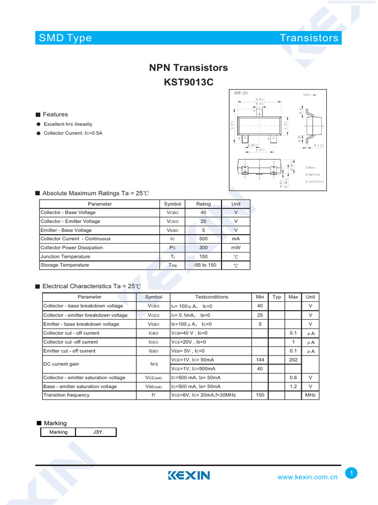 KST 9013 C | PDF | Bipolar Junction Transistor | Semiconductors