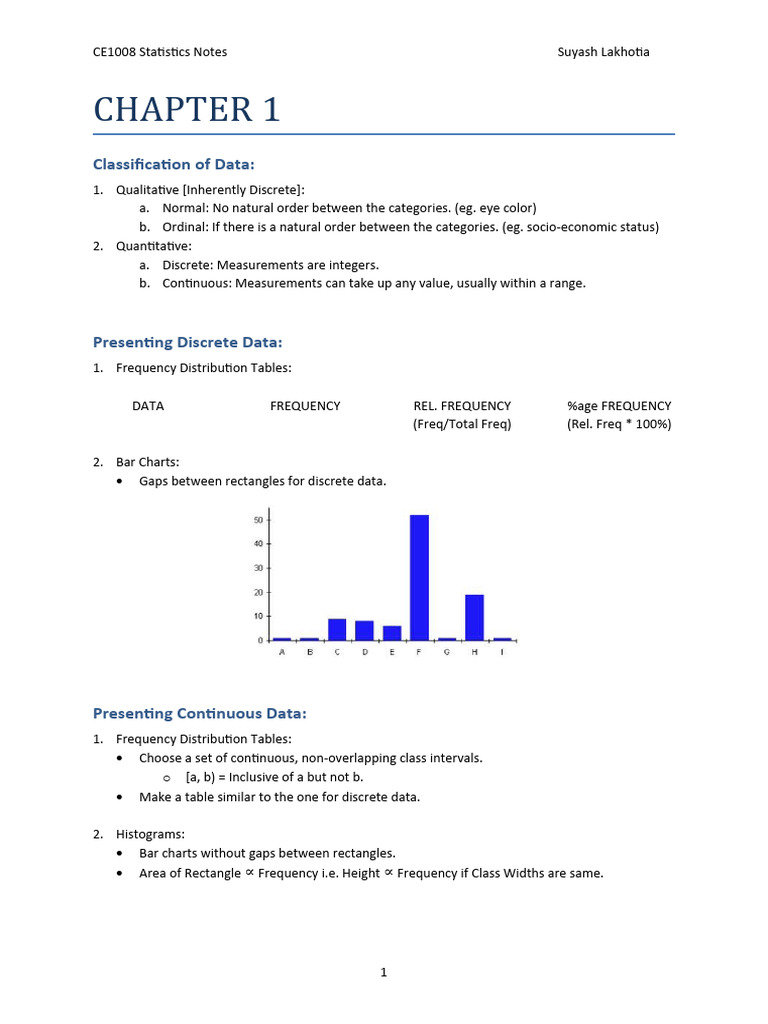 Statistics Notes | PDF | Mode (Statistics) | Variance