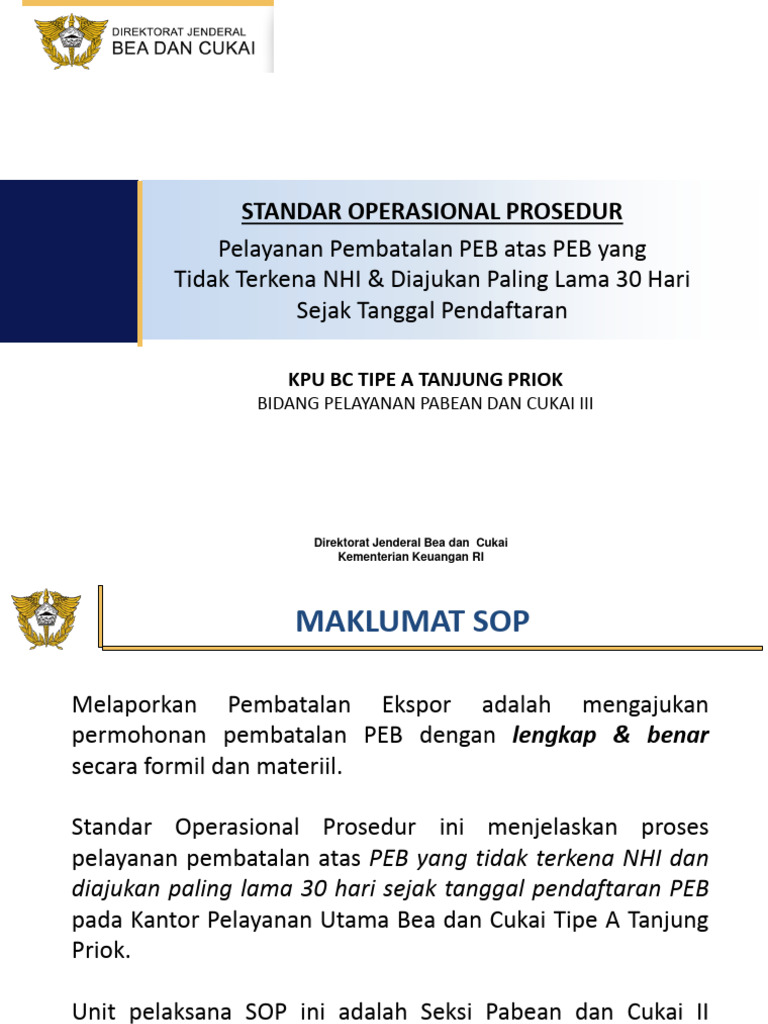 SOP Pembatalan PEB | PDF