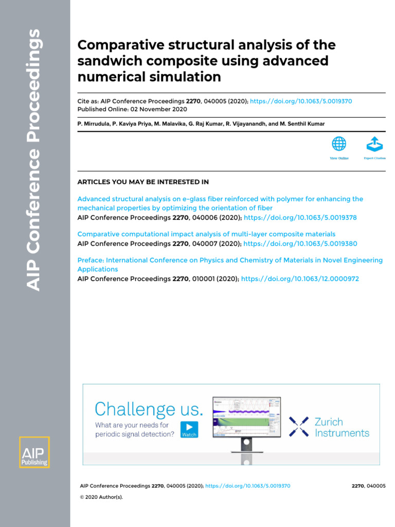 Strutural Analysis of The Sandwiched Composite Using Advanced Numerical Simulations | PDF ...