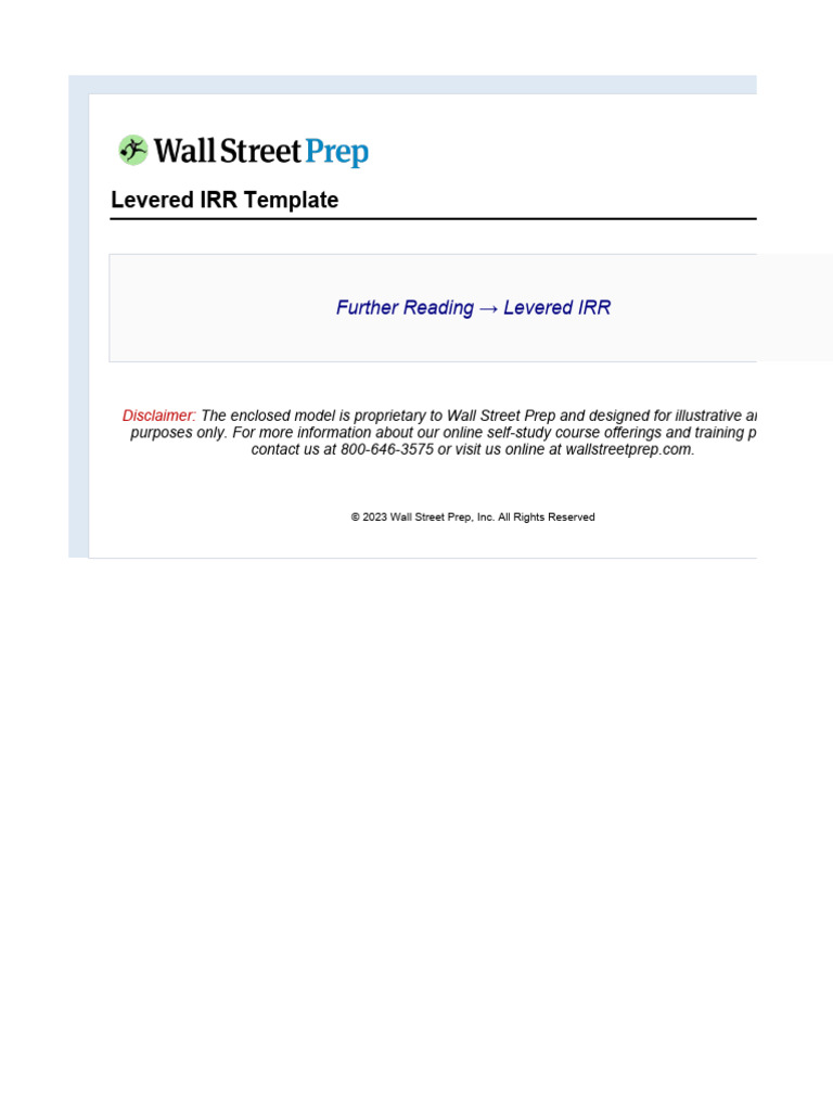 WSP Levered IRR - VF | PDF