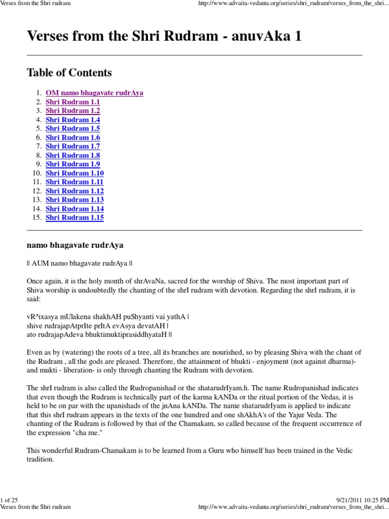 Verses From The Shri Rudram | PDF | Shiva | Sanskrit