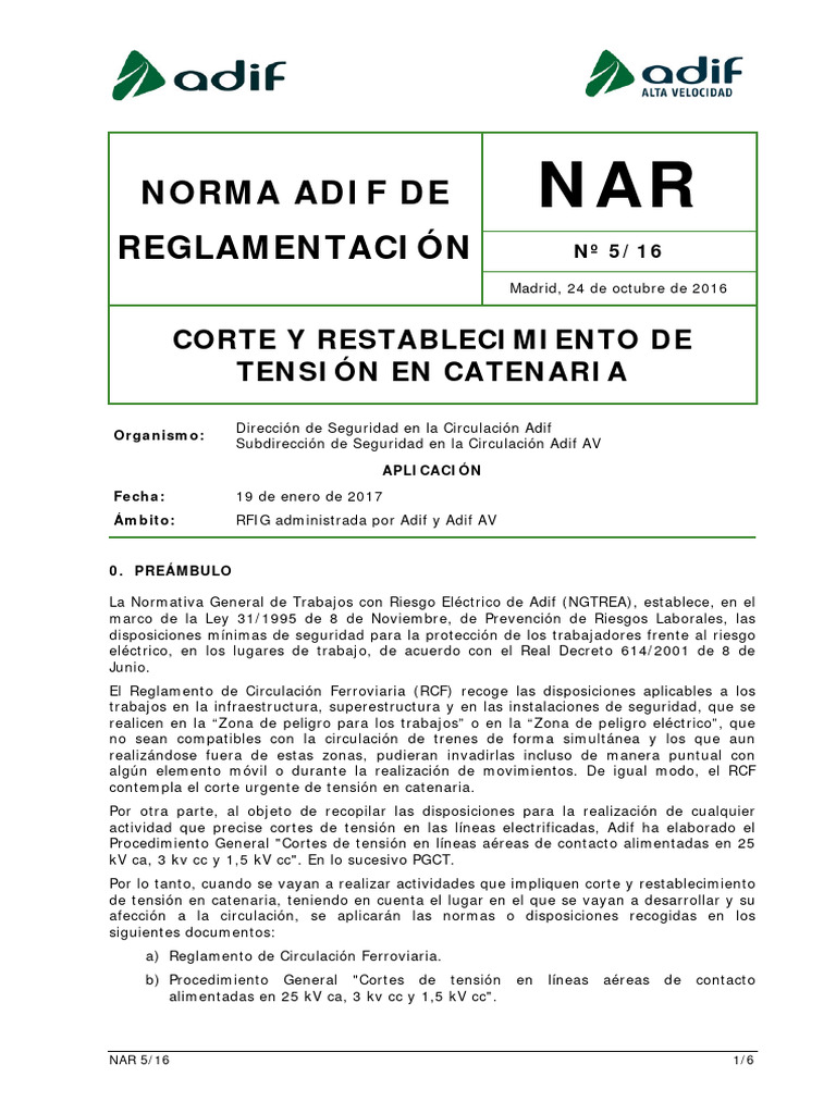 Corte y Restablecimiento de Tensión en Catenaria | PDF