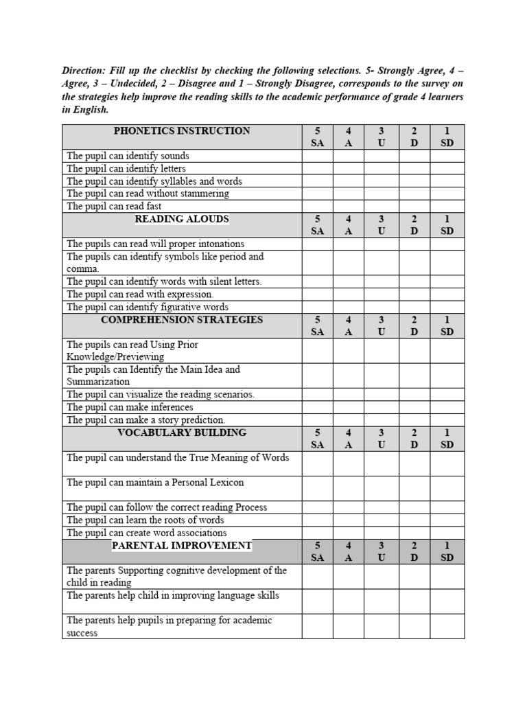 Questionnaire 2 | PDF | Learning | Reading Comprehension