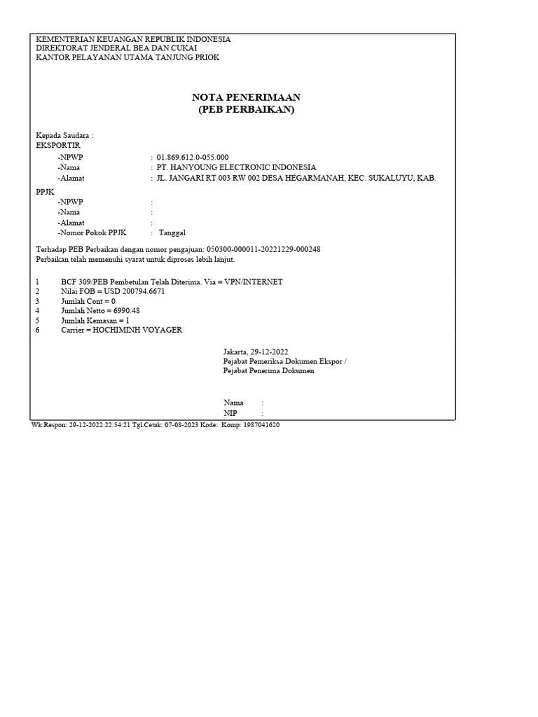 Nota Penerimaan Notul | PDF | Pengelolaan Keuangan & Uang