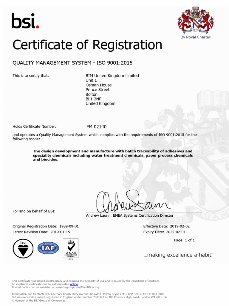 BIM UK ISO 9001 Certificate 2019 | PDF