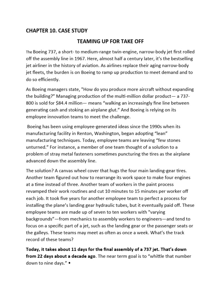 Chapter 10 Case Study - Team Up For Take Off | PDF | Boeing | Aviation