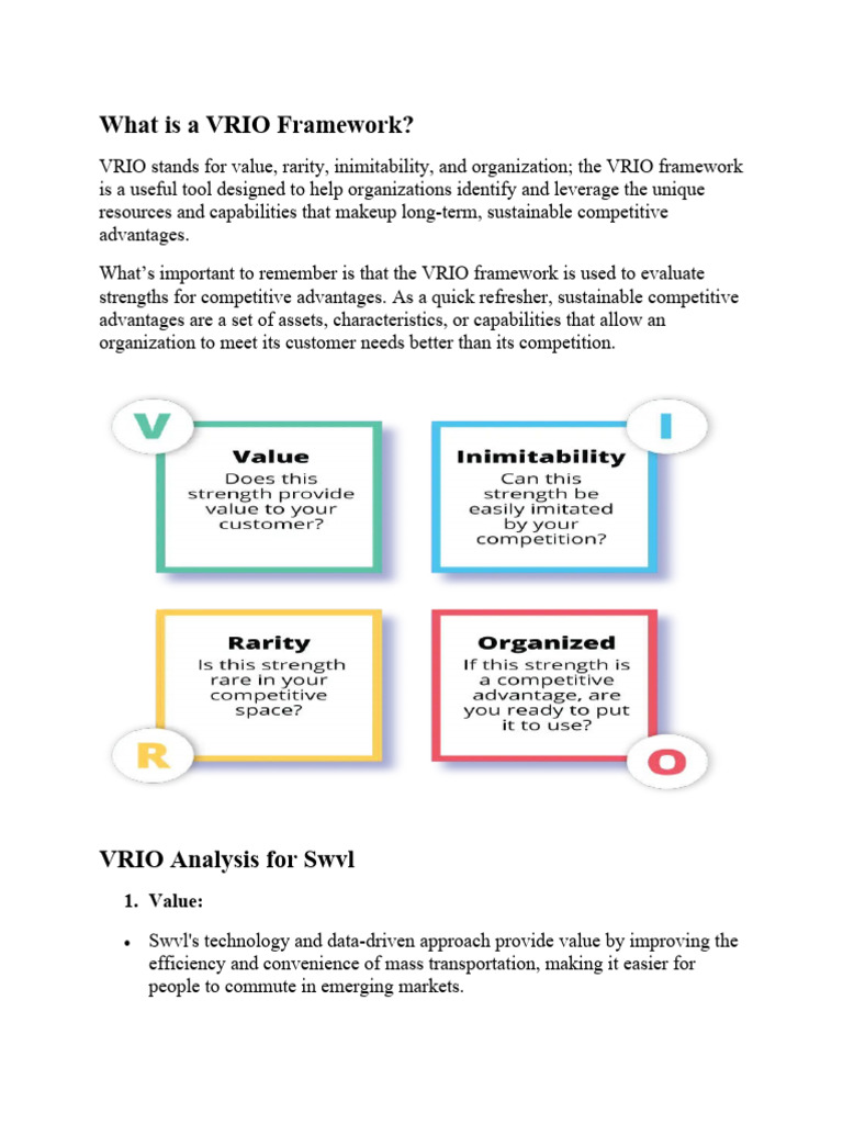 VRIO Framework For SWVL | PDF | Competitive Advantage | Economies