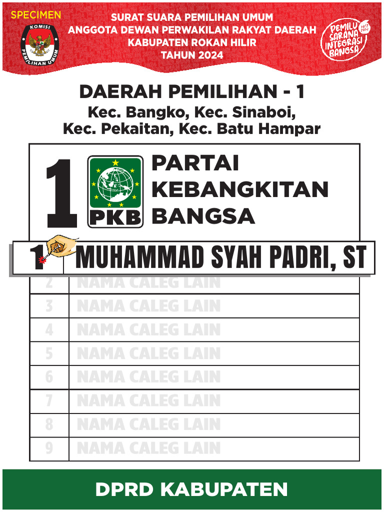 Pemilu 2024: Caleg DPRD Rokan Hilir | PDF