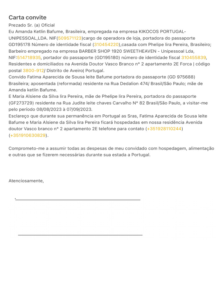 Carta Convite | PDF