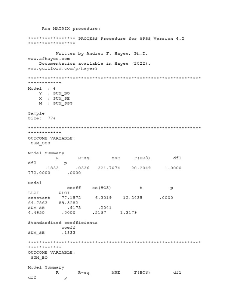 SPSS Mediation Analysis Guide | PDF | Bootstrapping (Statistics ...