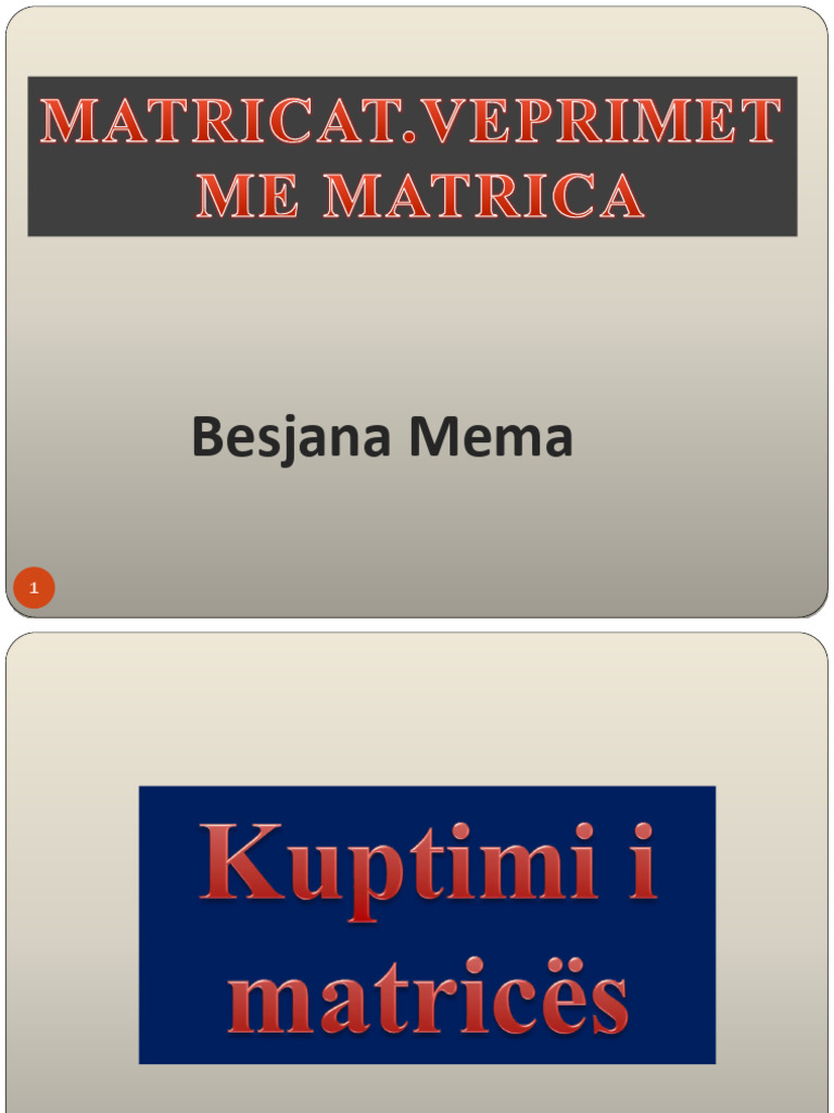 Matricat. Veprimet Me Matrica | PDF