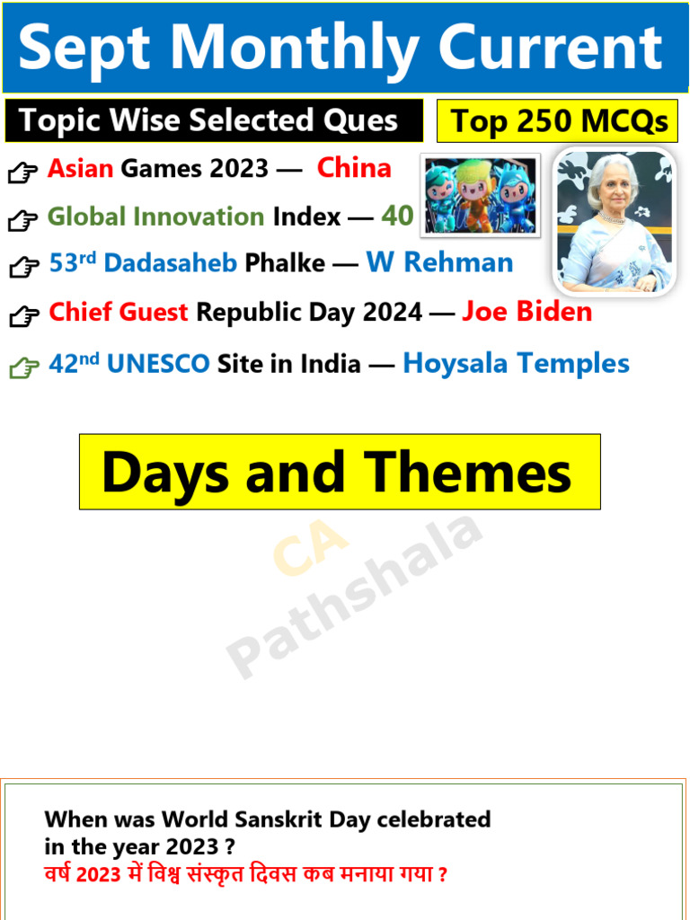 Sept Monthly CA 2023 | PDF | Reserve Bank Of India