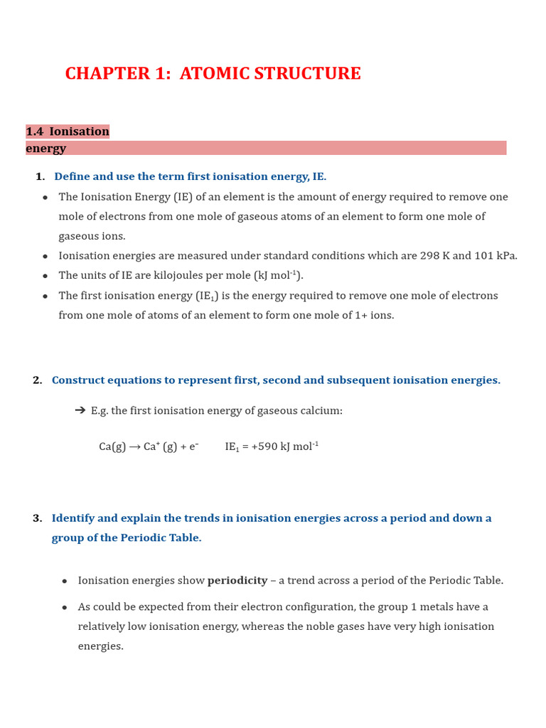 Chapter 1 - Atomic Structure | PDF | Atomic Nucleus | Ionization