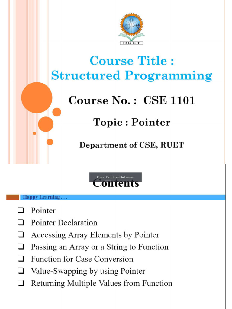 CSE 1101 - 07 Pointer | PDF