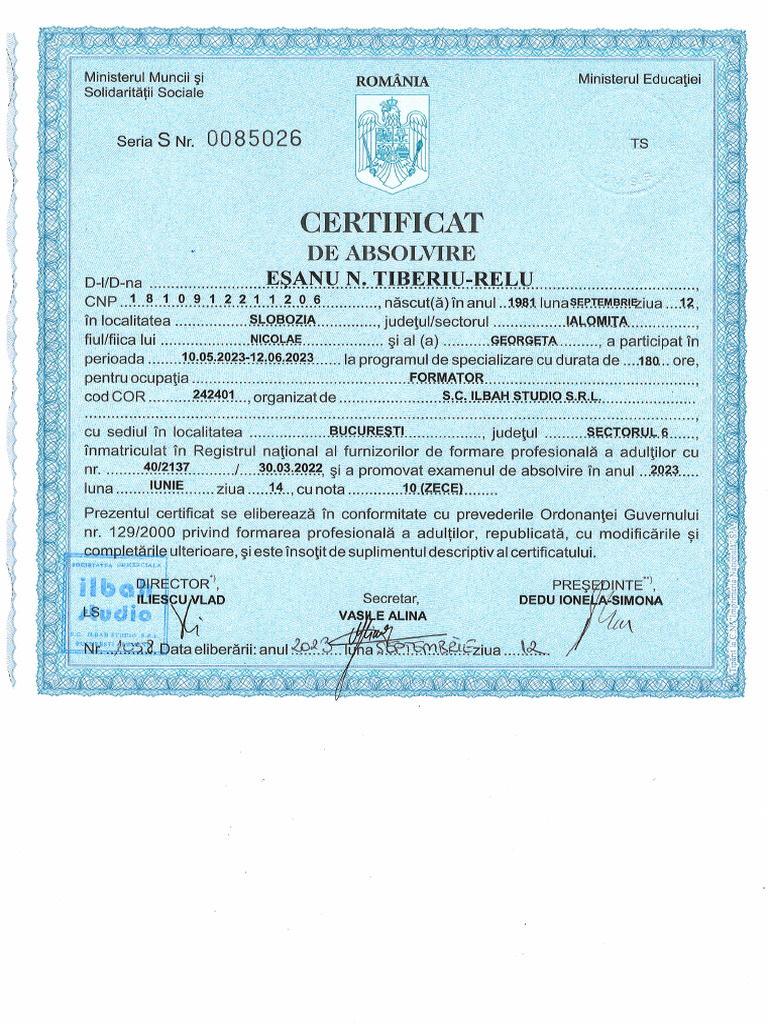 CErtificat Formator Si Certiciat Participare Curs Politici Publice ...