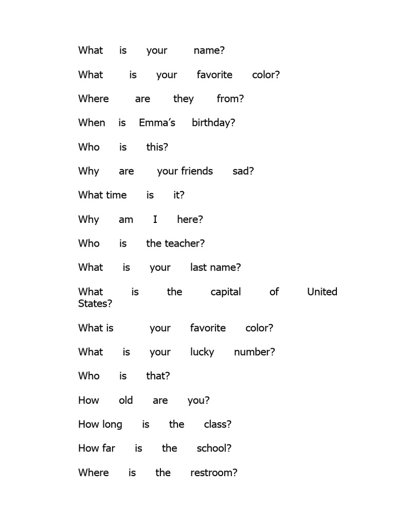 WH Questions Game | PDF