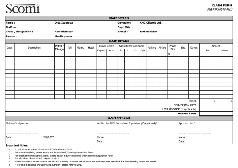 HR - Claim Form | PDF | Financial Services | Financial Markets