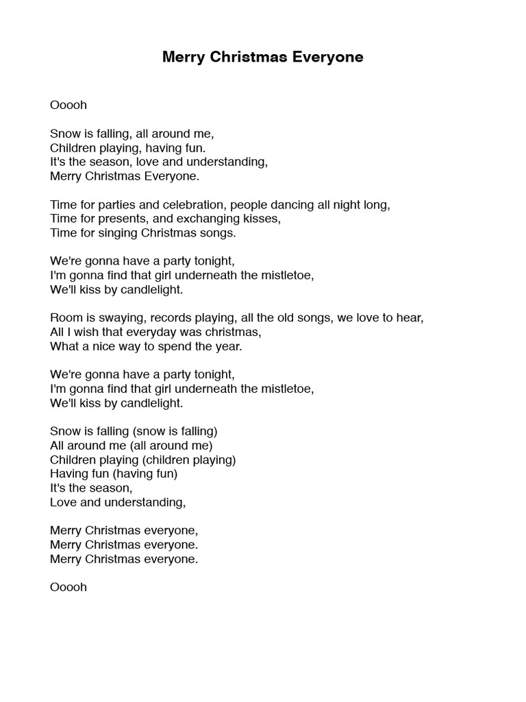 Merry Christmas Everyone Lyrics | PDF