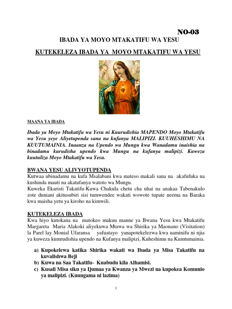 03kipeperushi Kutekeleza Ibada Ya Moyo Mtakatifu Wa Yesu | PDF