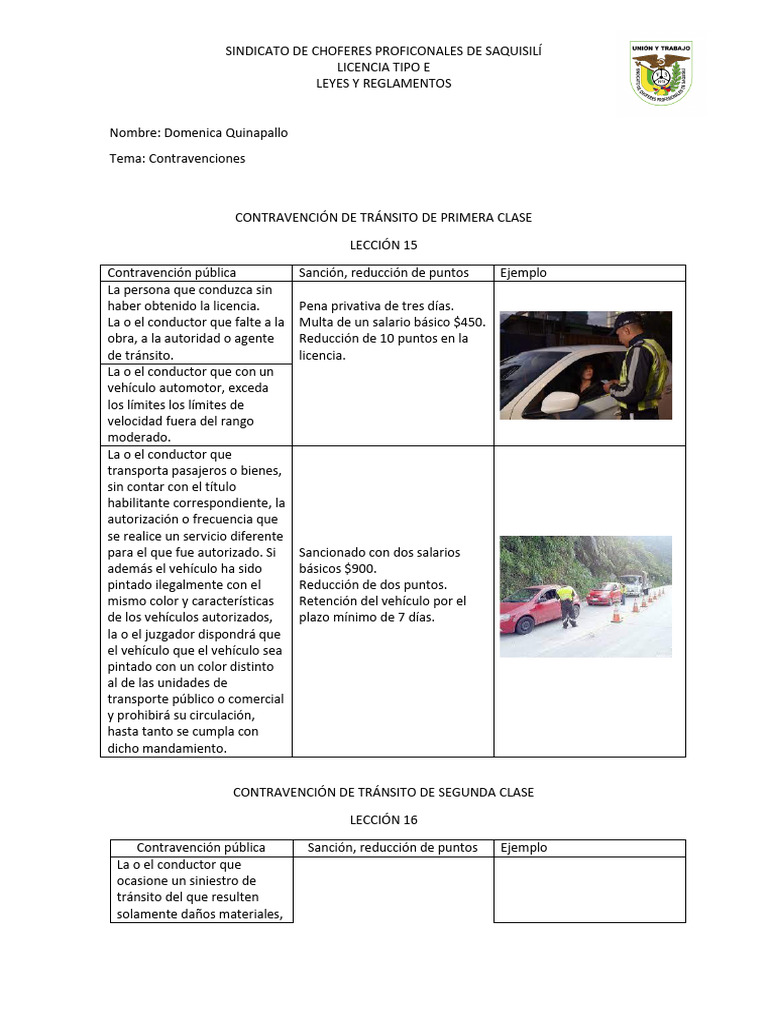 Contravención de Tránsito | PDF | Transporte | Transporte público
