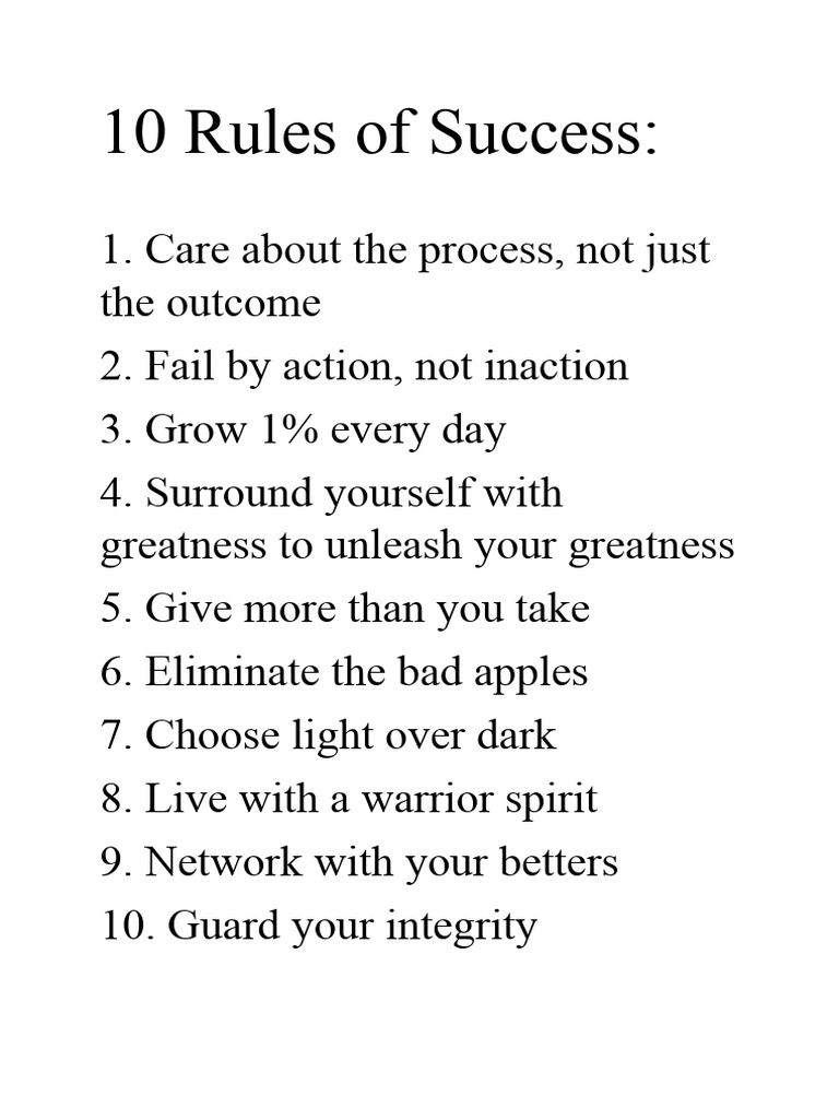 10 Rules of Success | PDF | Career & Growth