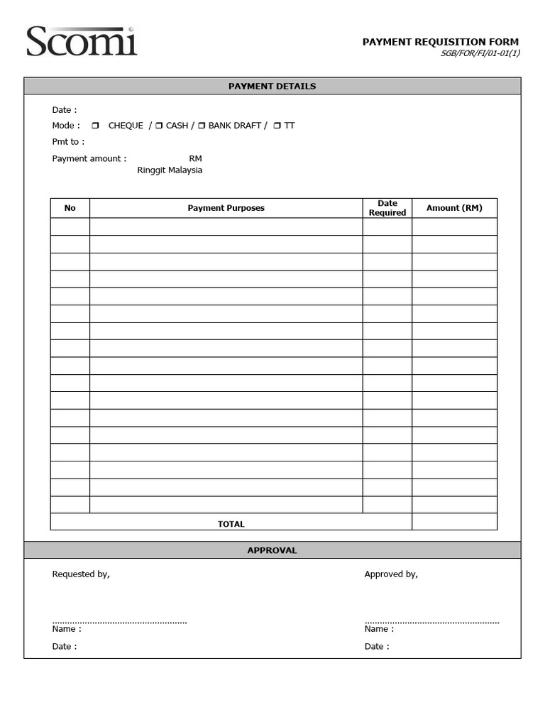 FI - Payment Requisition Form (USD) | PDF | Payments | Money
