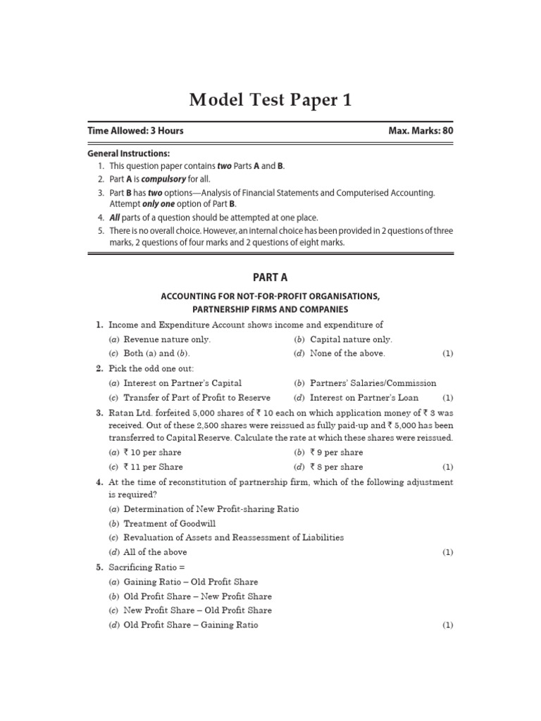 Model Test Paper-1 | Download Free PDF | Book Value | Balance Sheet
