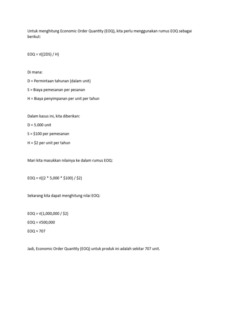 Untuk menghitung Economic Order Quantity | PDF