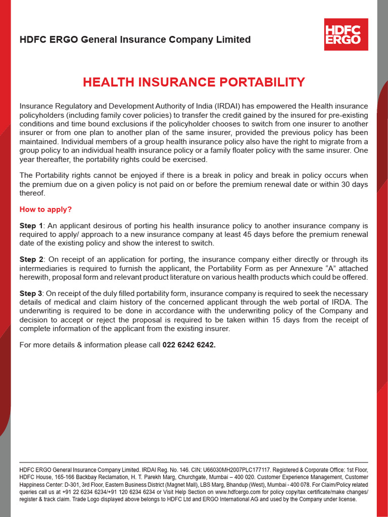 Portability Form | PDF | Insurance | Private Law