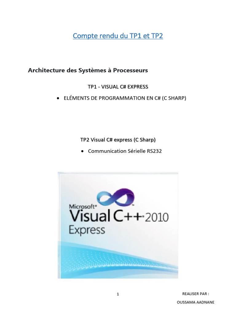 Compte Rendu Du TP1 Et TP2 | PDF | C# (Langage de programmation) | Interface graphique