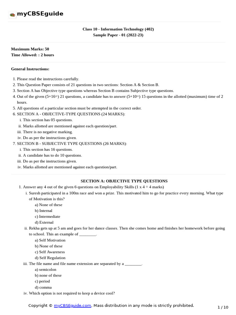 402 IT Sample Paper | PDF | Databases | Relational Database