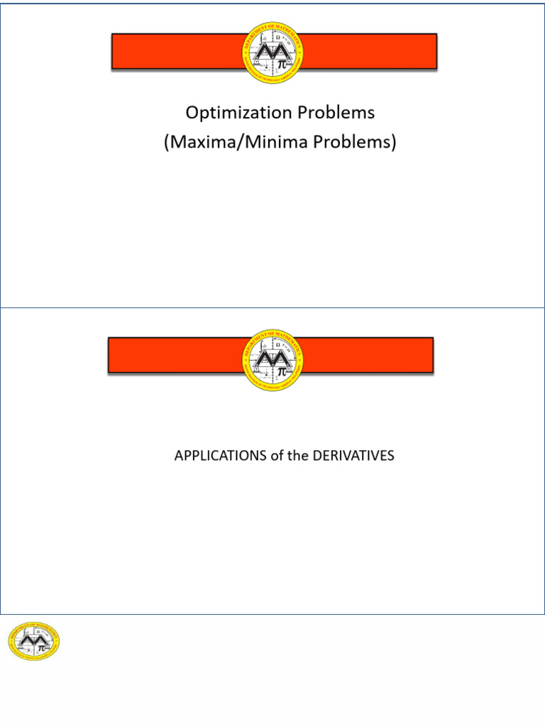 Lesson 19 Applied Optimization Pdf Derivative Mathematical Optimization