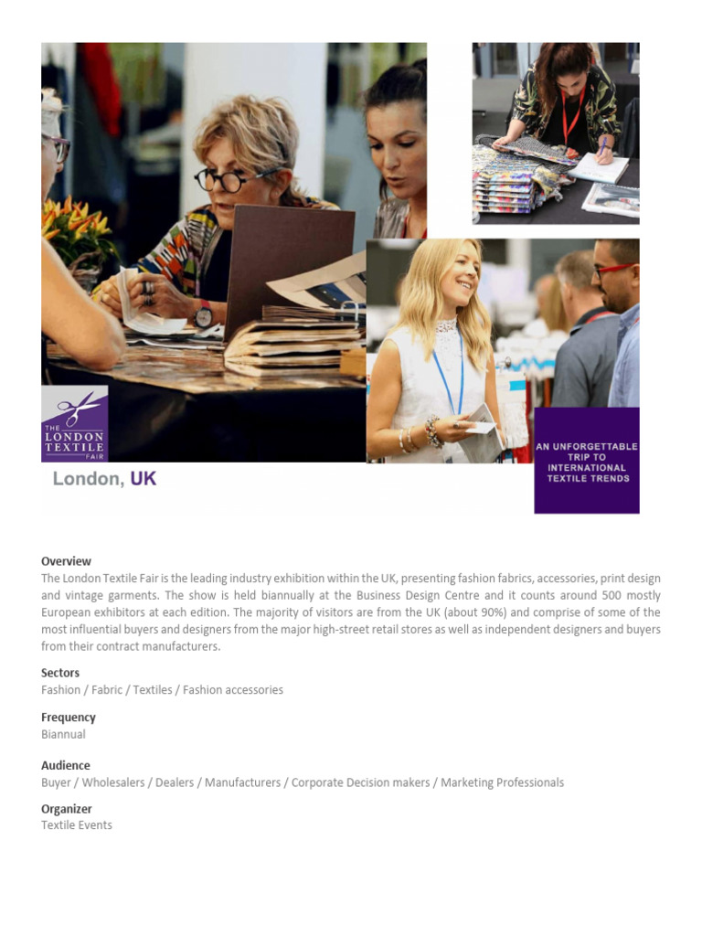 London Textile Fair Overview | PDF | Lifestyle