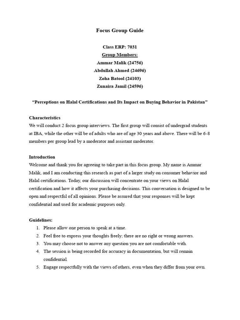 Focus Group Guide - 7031 | PDF | Focus Group | Behavior
