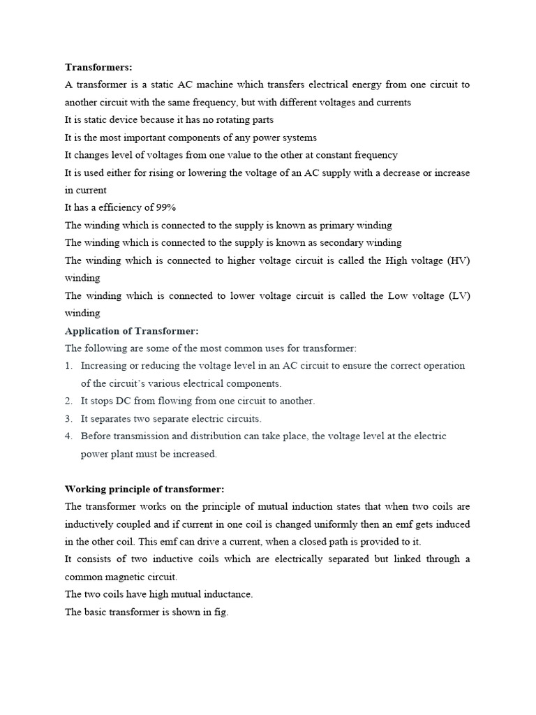 EE-106 UNIT 4 Notes | PDF | Transformer | Electromagnetic Induction